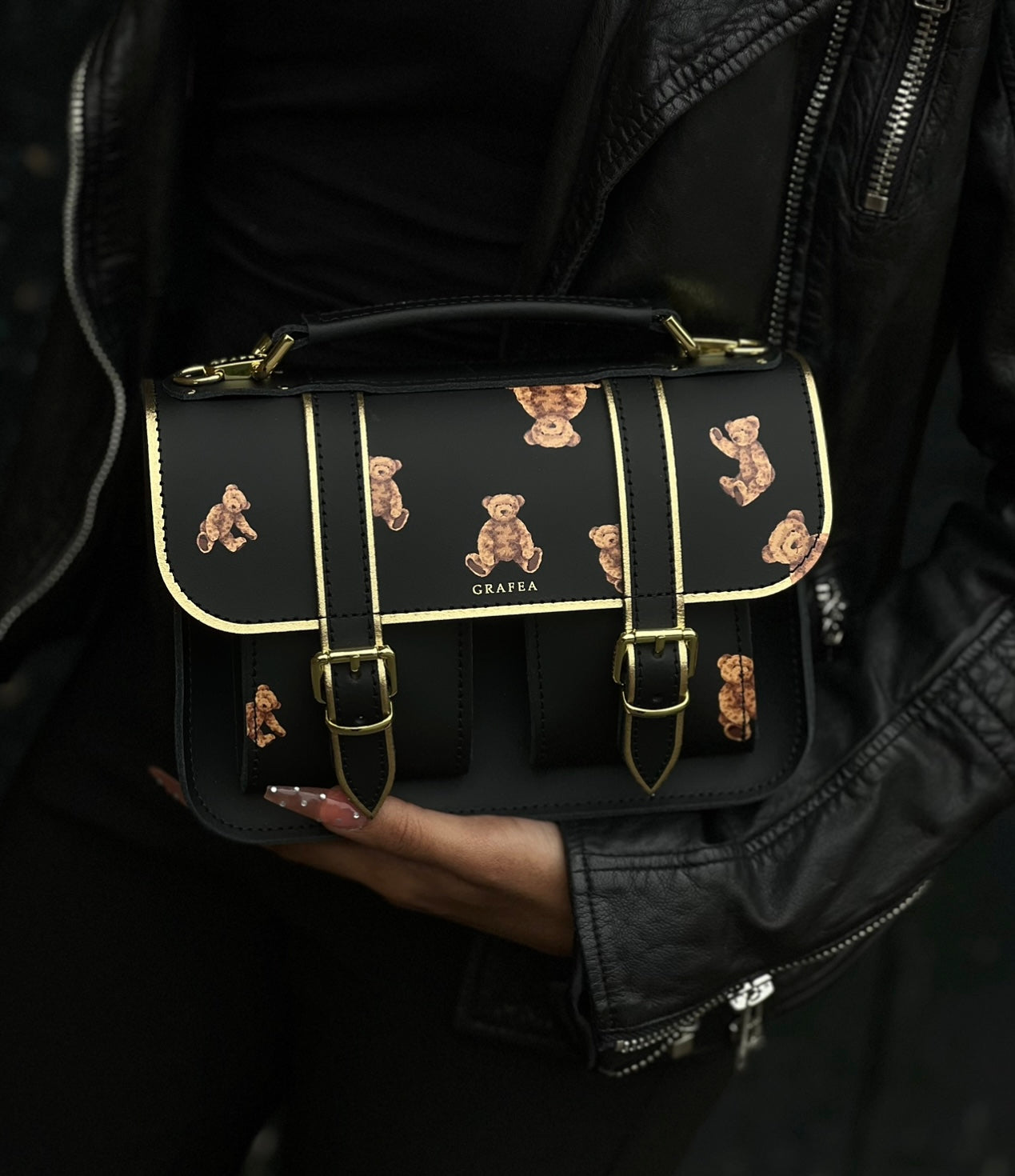 MICRO TEDDY BEAR - Mini Leather Satchel – GRAFEA