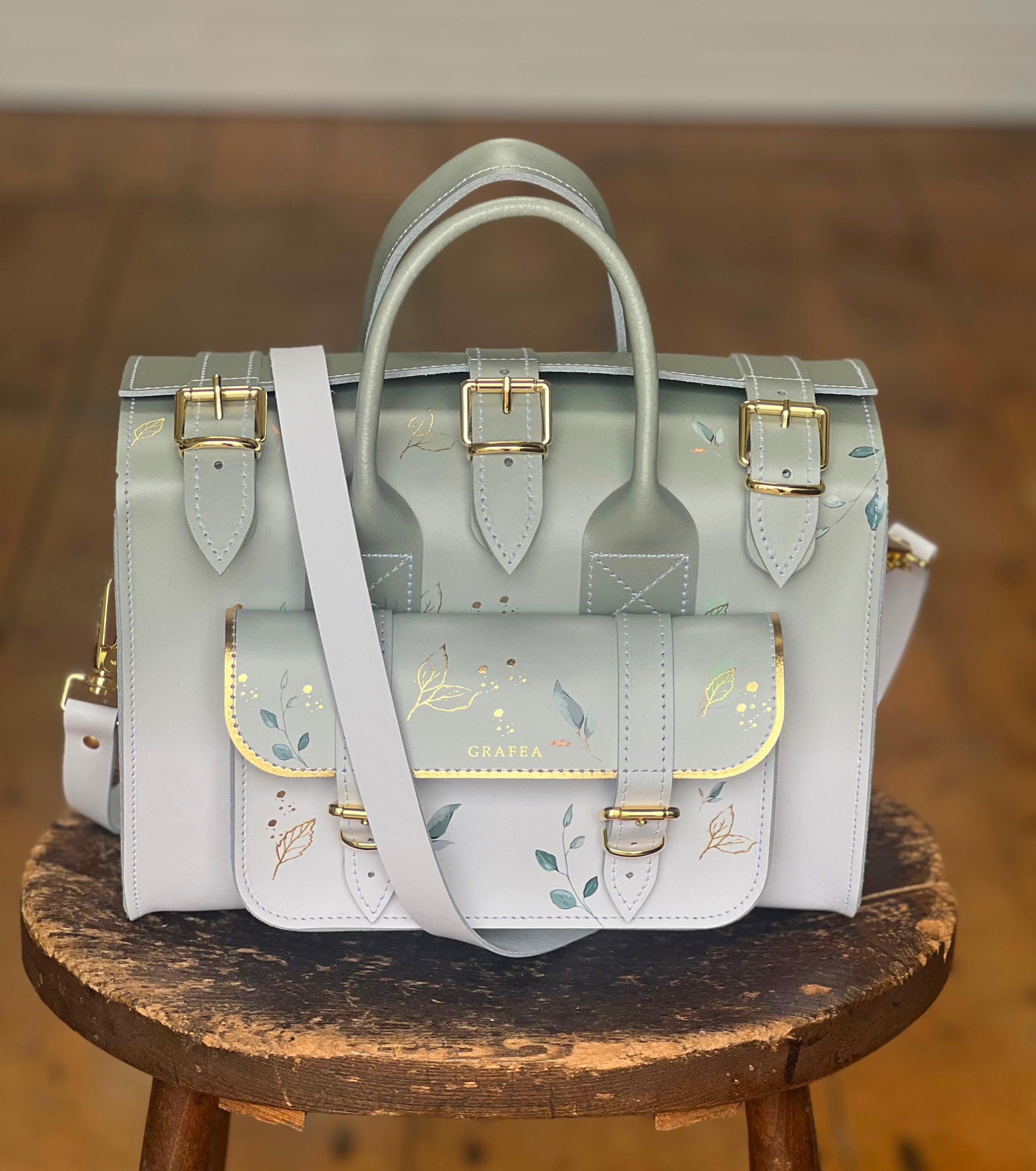 LUNA GRADIENT LEAVES-leather handbag – GRAFEA