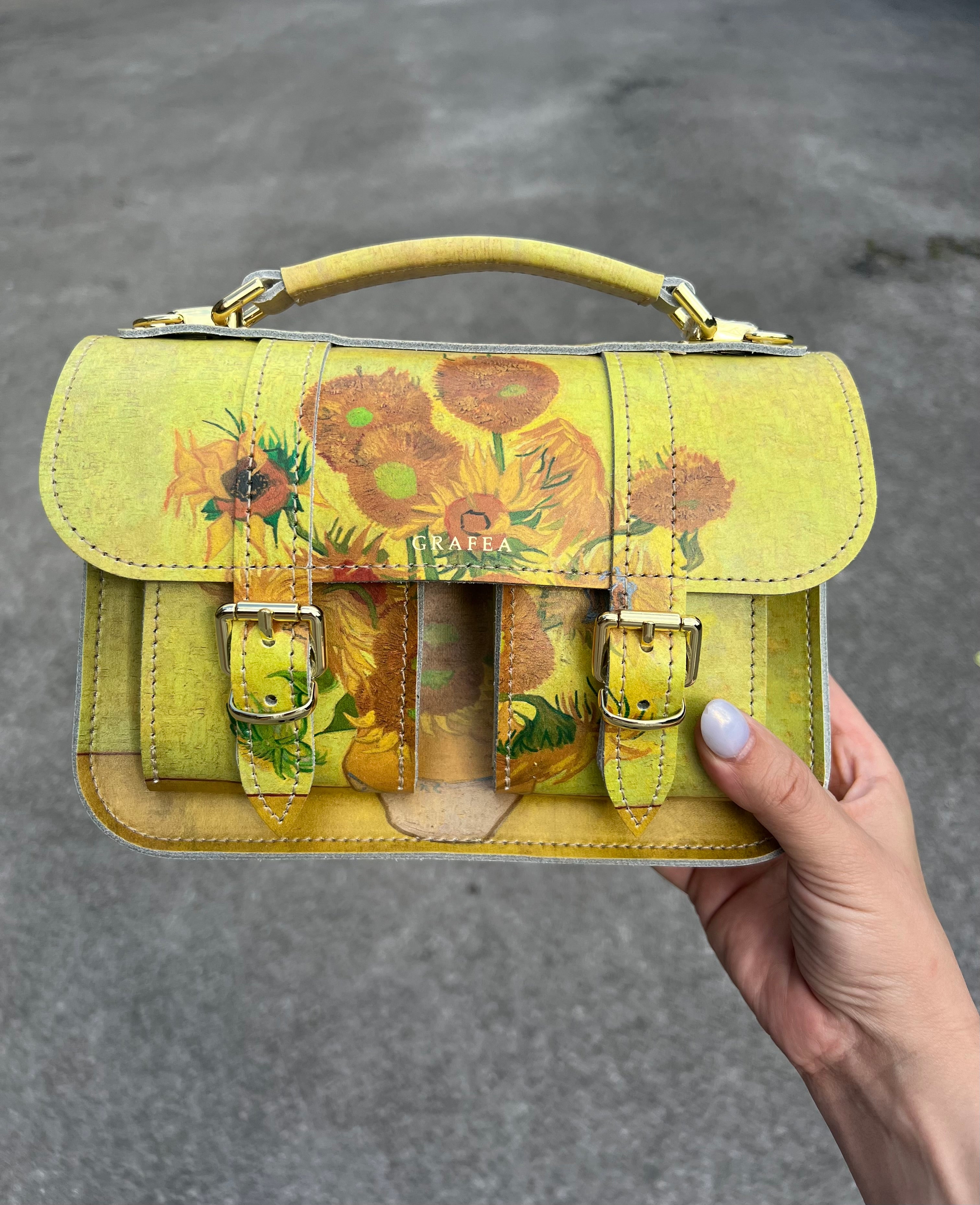 MICRO SUNFLOWERS by VAN GOGH - Mini Leather Satchel – GRAFEA