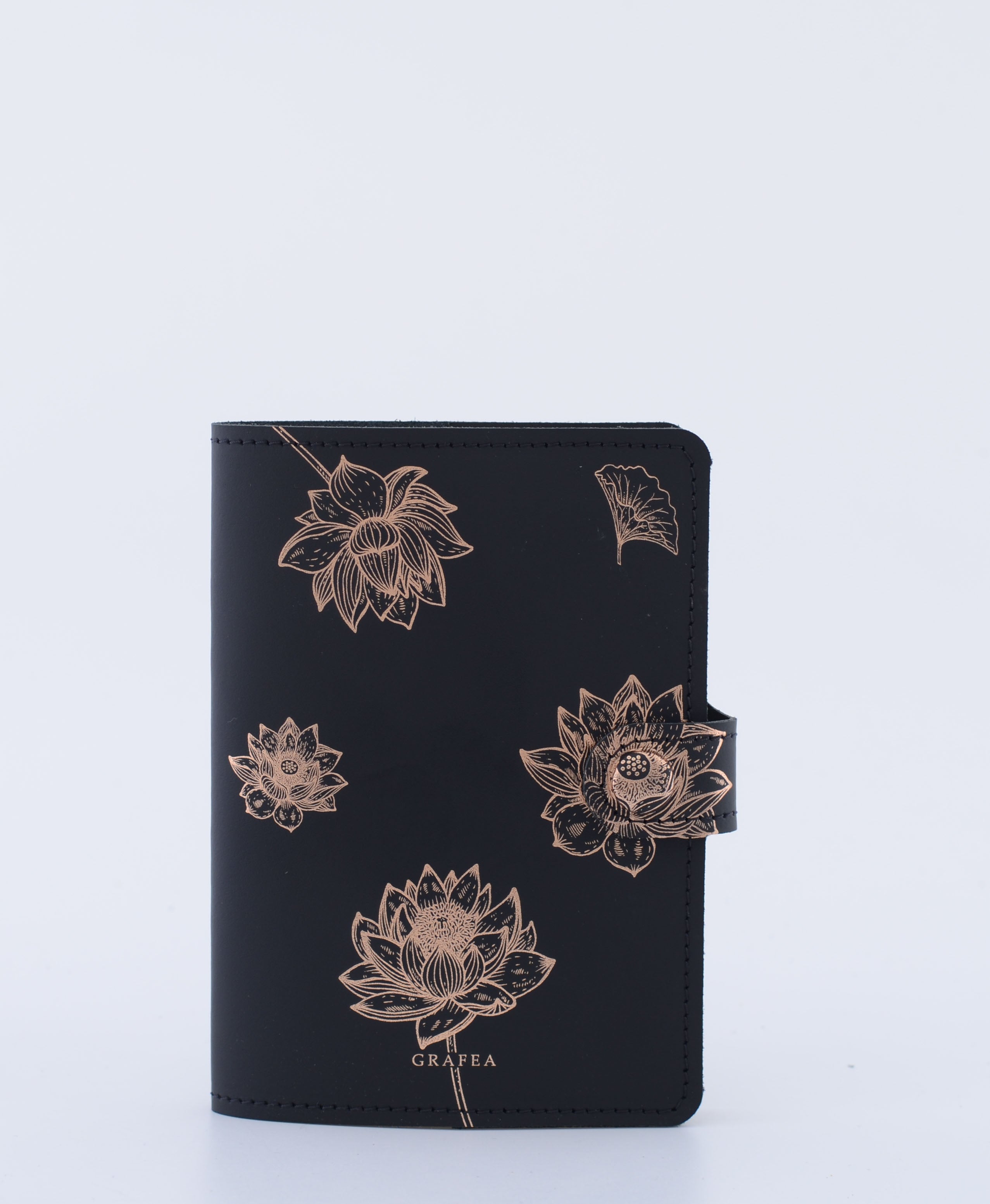JOURNAL ROSE GOLD LOTUS A6 -small leather notebook – GRAFEA