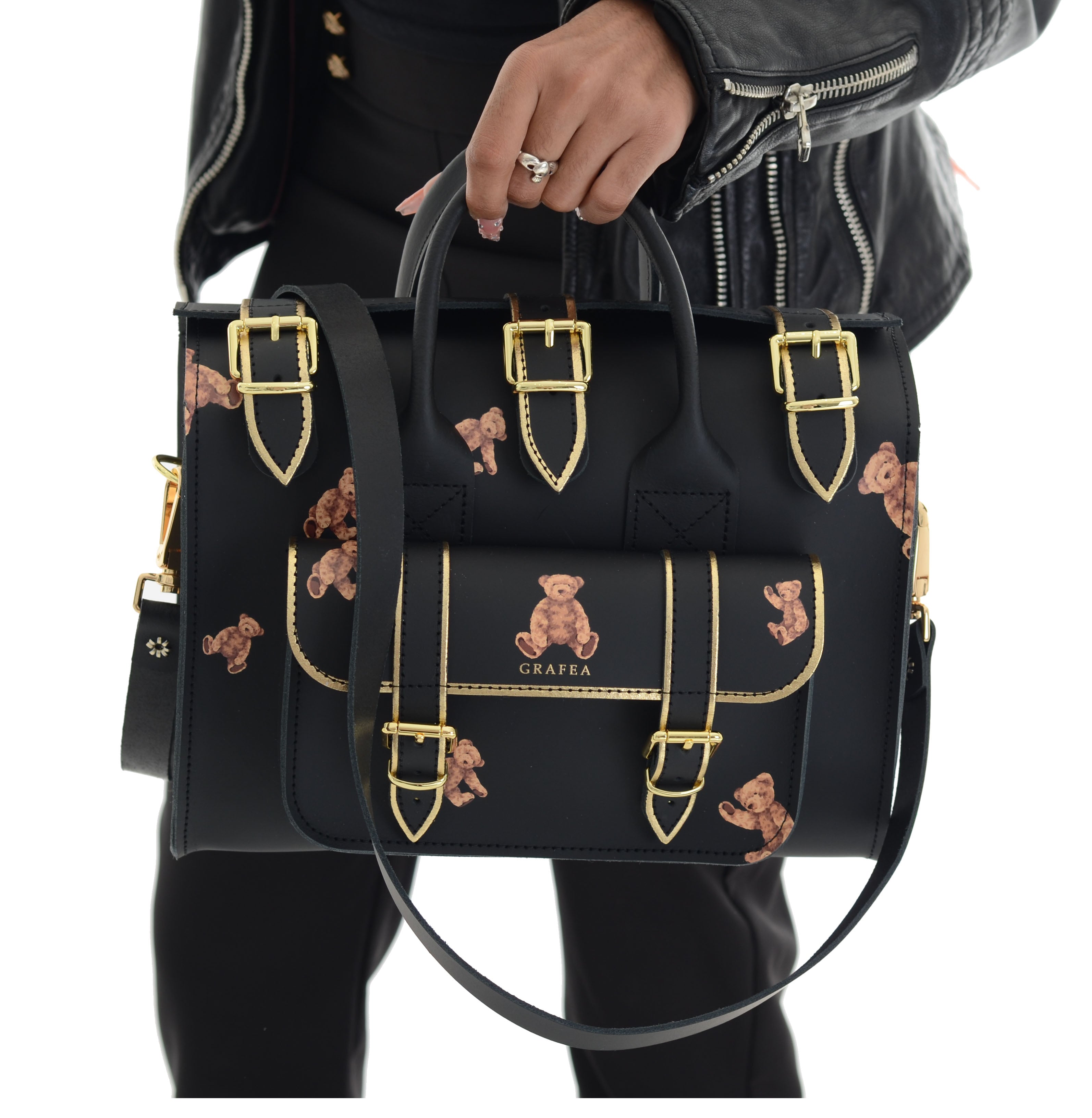 LUNA TEDDY BEAR- Womens Leather Shoulder Bag – GRAFEA