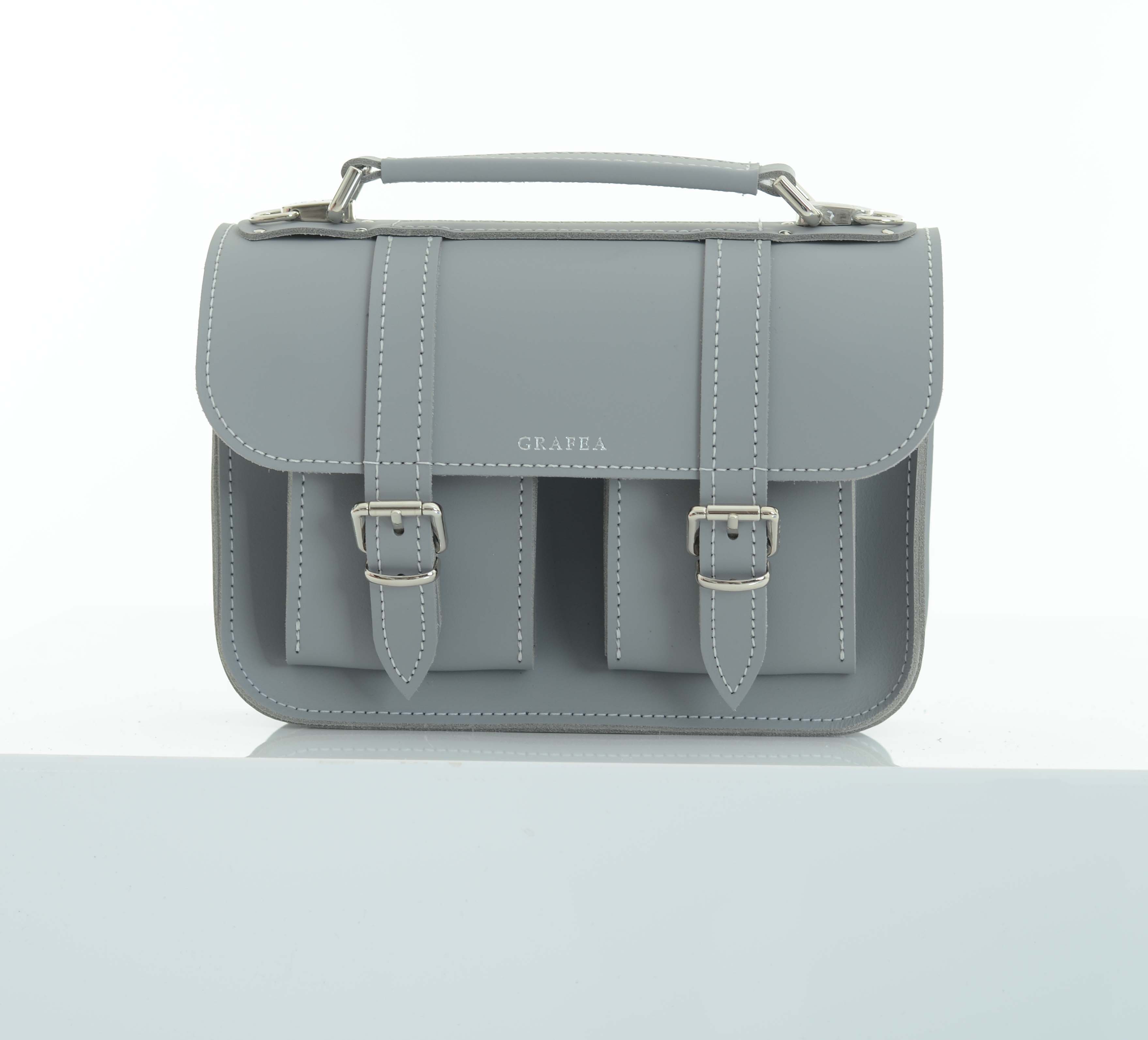 MICRO GREY - Mini Leather Satchel – GRAFEA