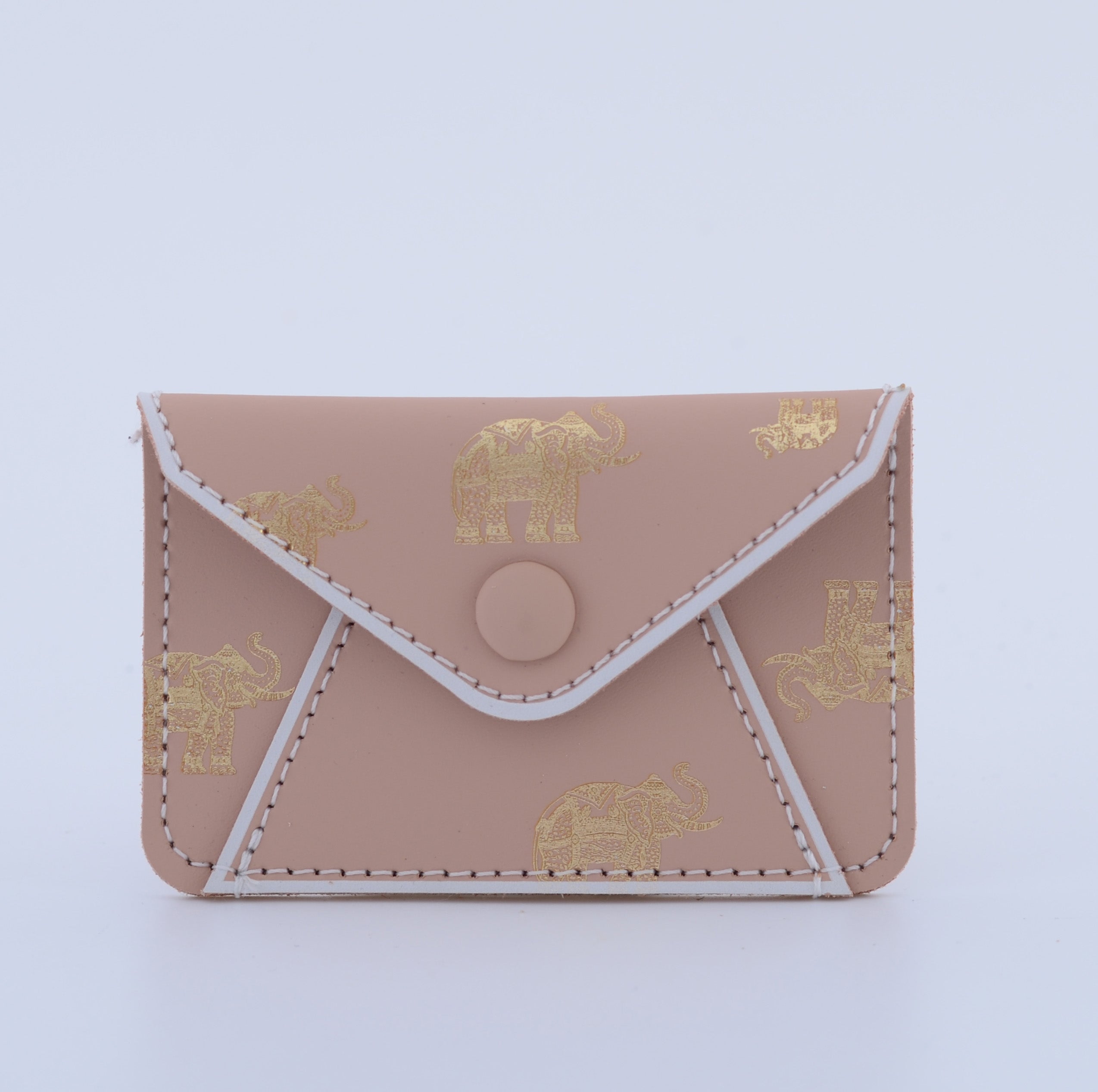 CARD WALLET GOLD ELEPHANTS- Leather Card Holder – GRAFEA