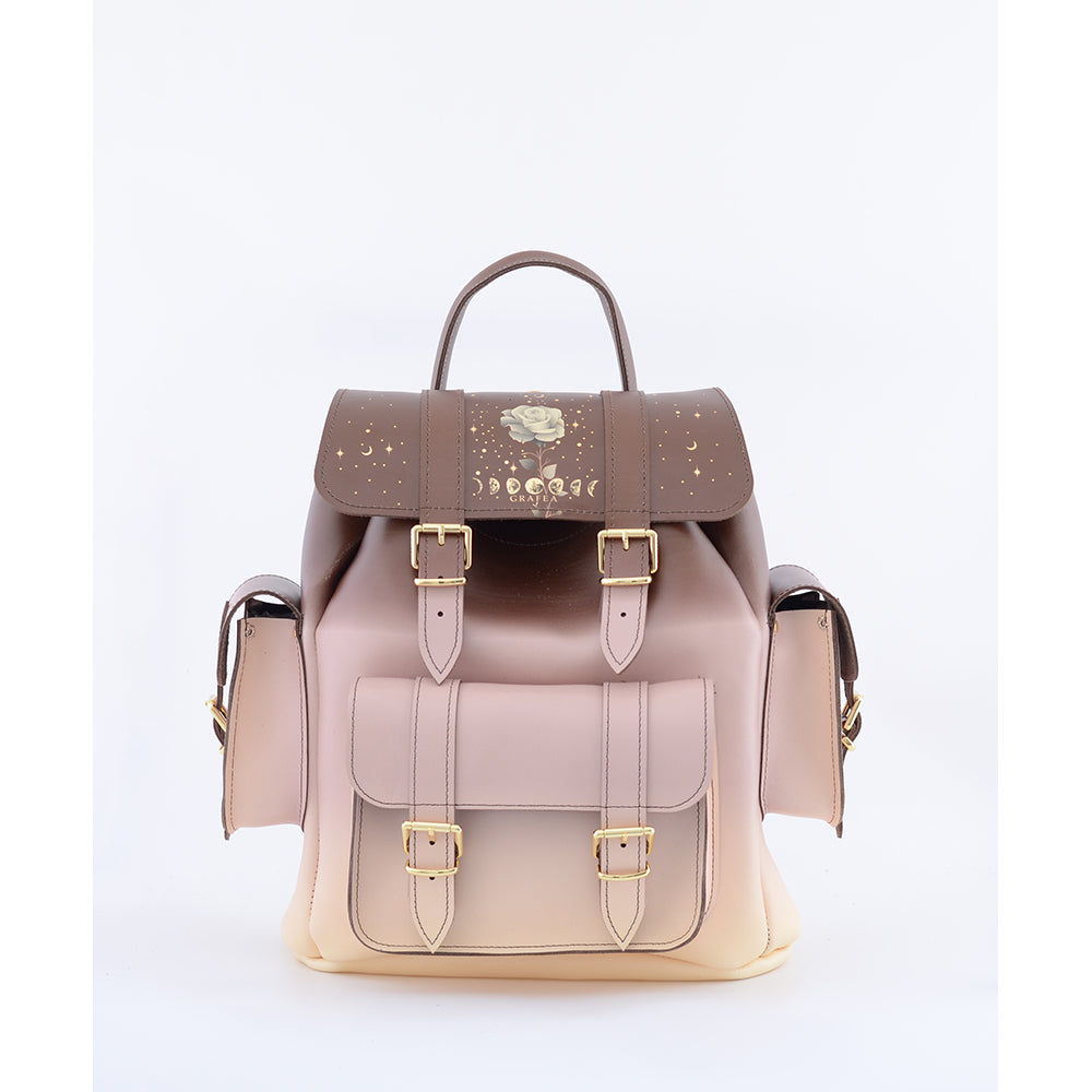 HARI II BROWN ROSE MOON - Leather Backpack – GRAFEA