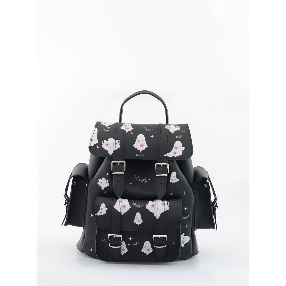 HARI II FLORAL GHOSTS BLACK - Leather Backpack – GRAFEA