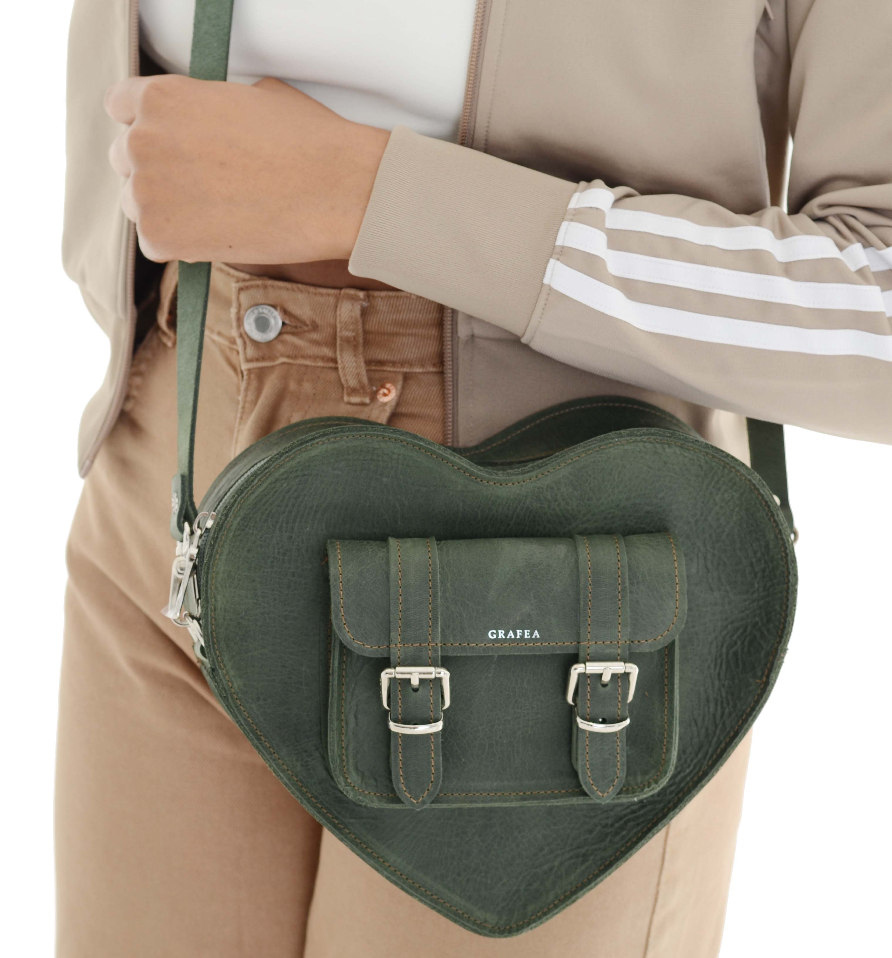 HEART SATCHEL ANTIQUE GREEN - Mini heart Satchel – GRAFEA