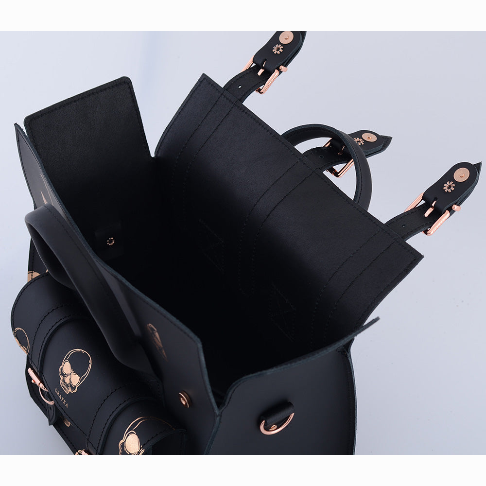 LUNA ROSE GOLD SKULLS- Womens Leather Shoulder Bag – GRAFEA