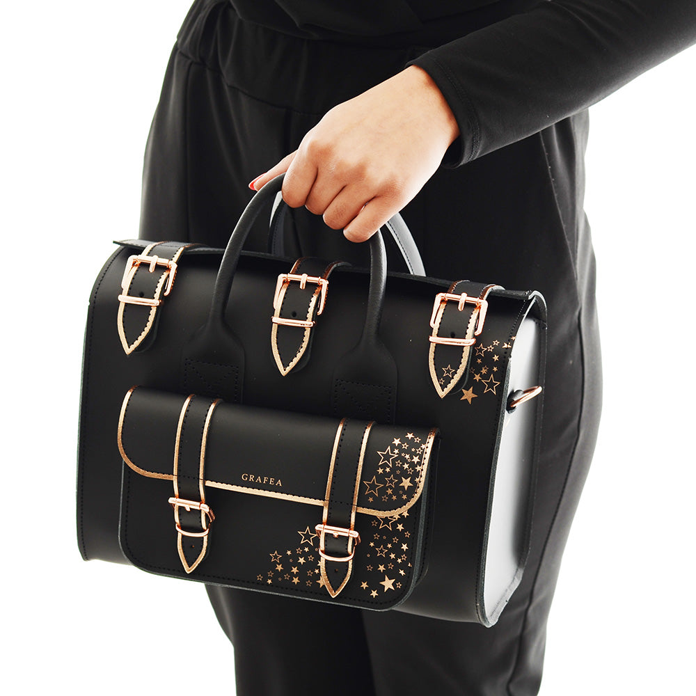 LUNA ROSE GOLD STARS - Womens Leather Shoulder Bag – GRAFEA