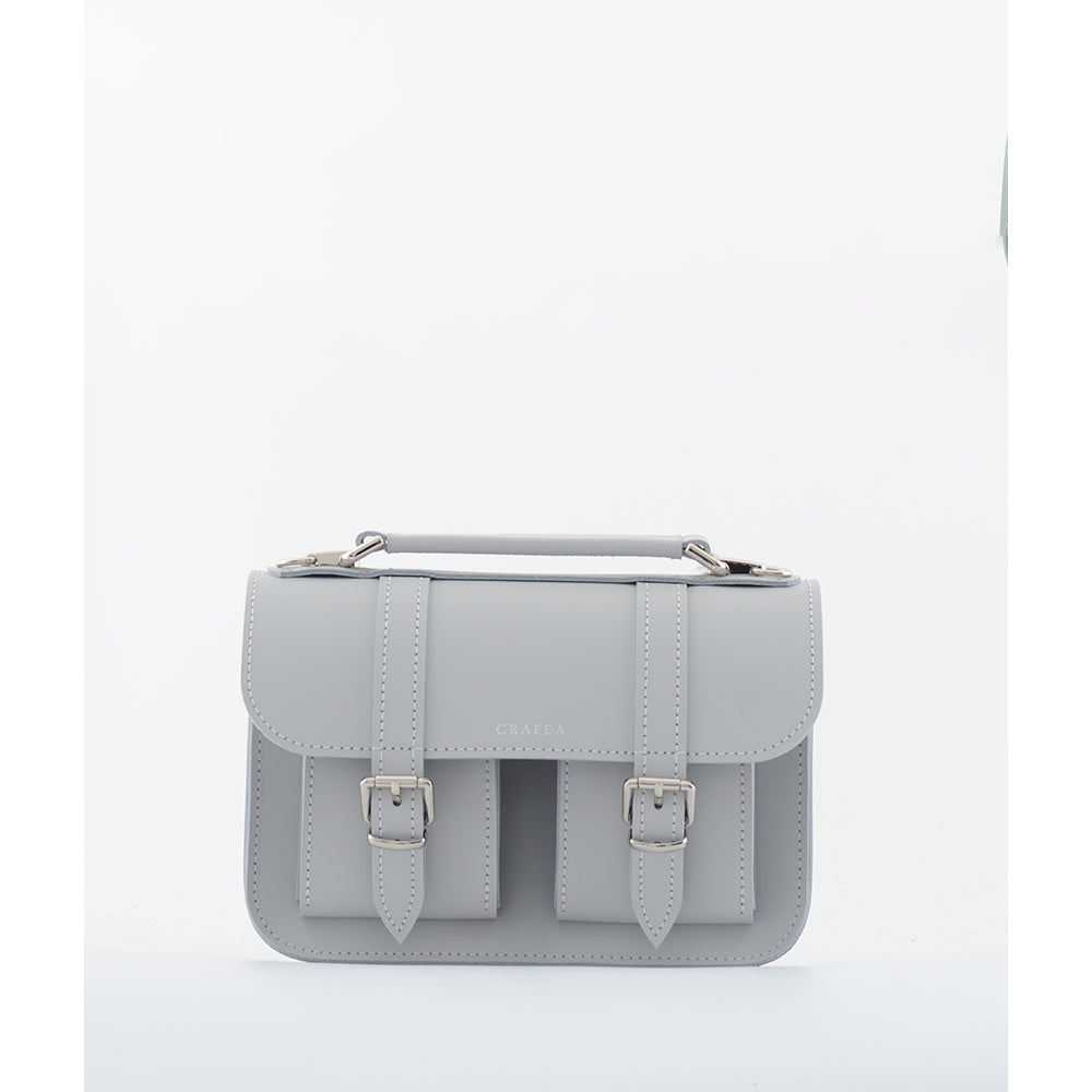MICRO LIGHT GREY - Mini Leather Satchel – GRAFEA