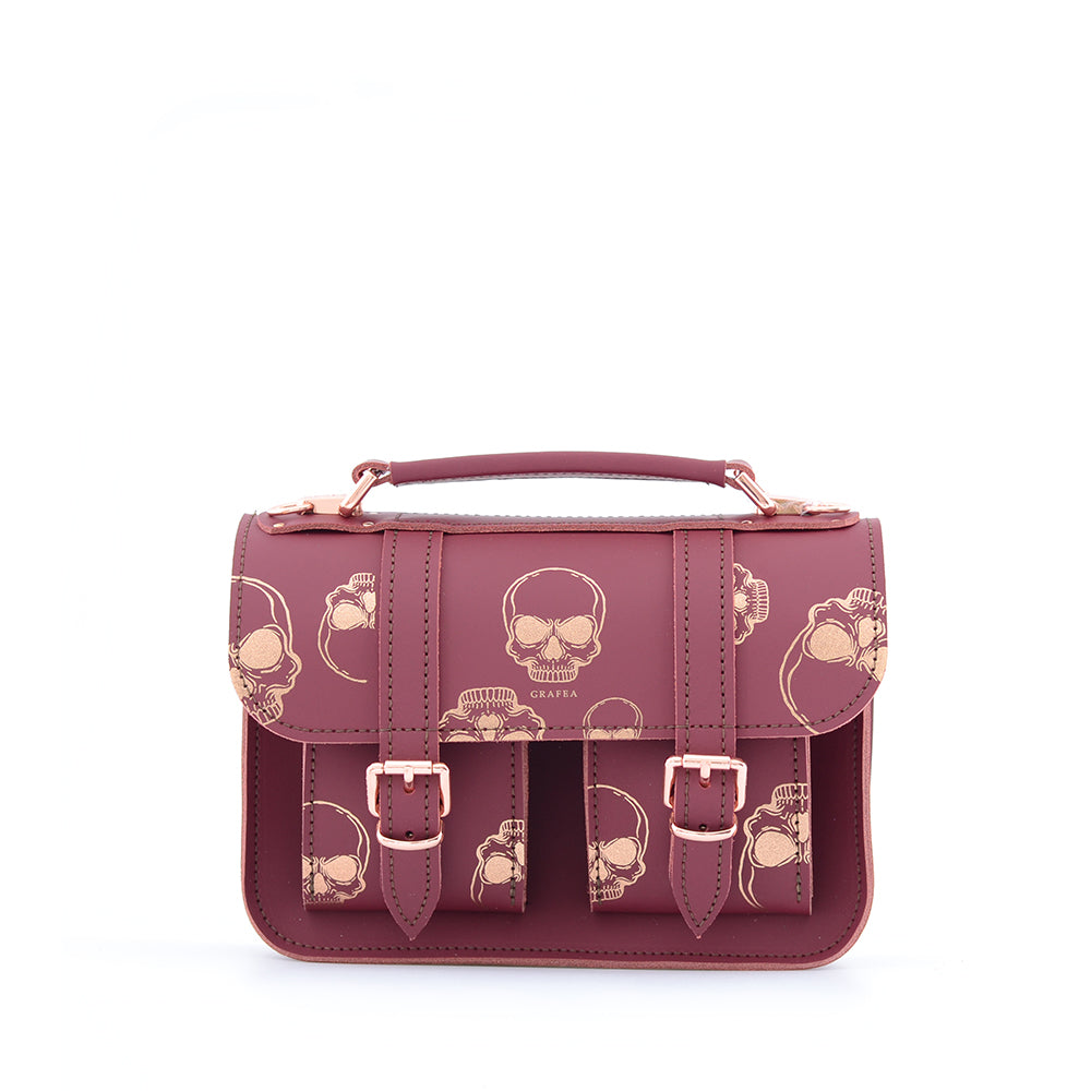 MICRO MULBERRY ROSE GOLD SKULLS - Mini Leather Satchel – GRAFEA
