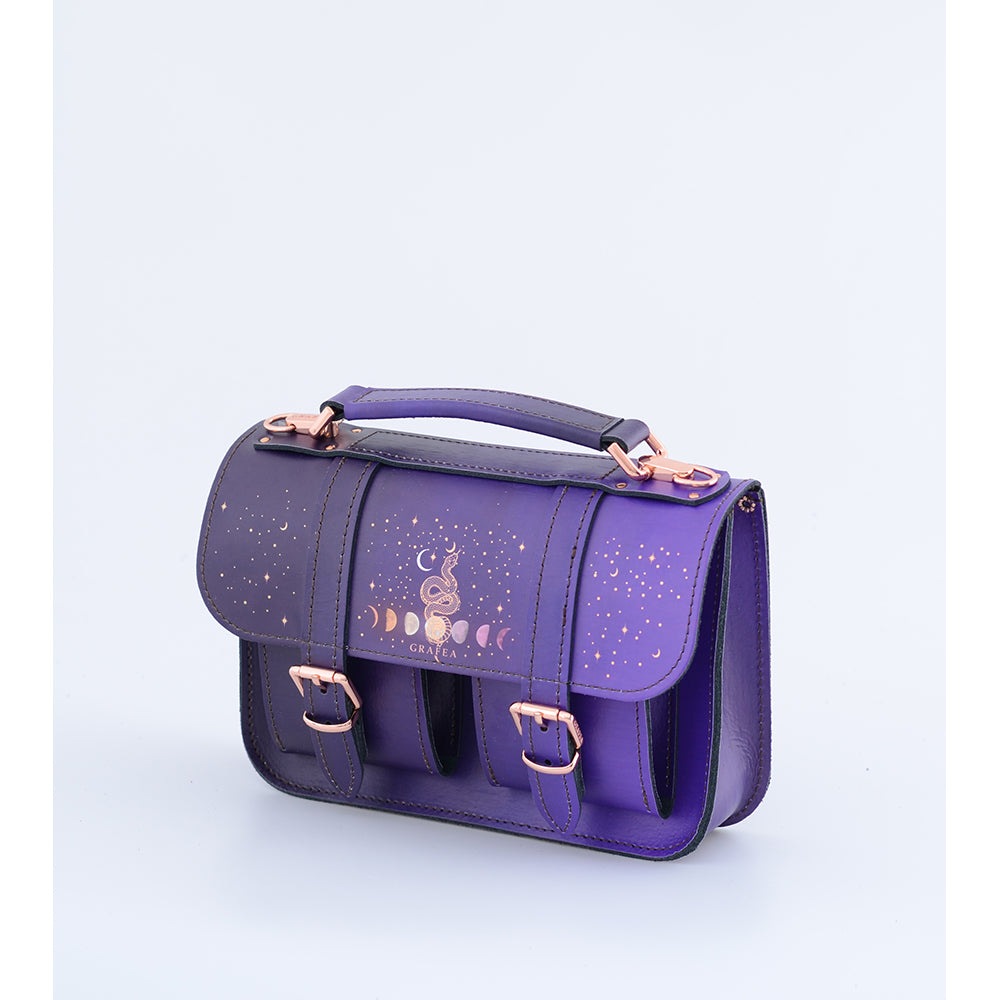 MICRO PURPLE SNAKE MOON - Leather Satchel – GRAFEA