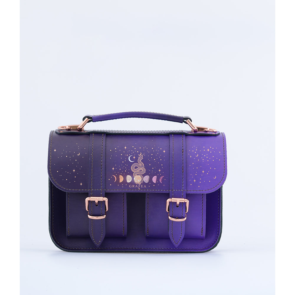 MICRO PURPLE SNAKE MOON - Leather Satchel – GRAFEA