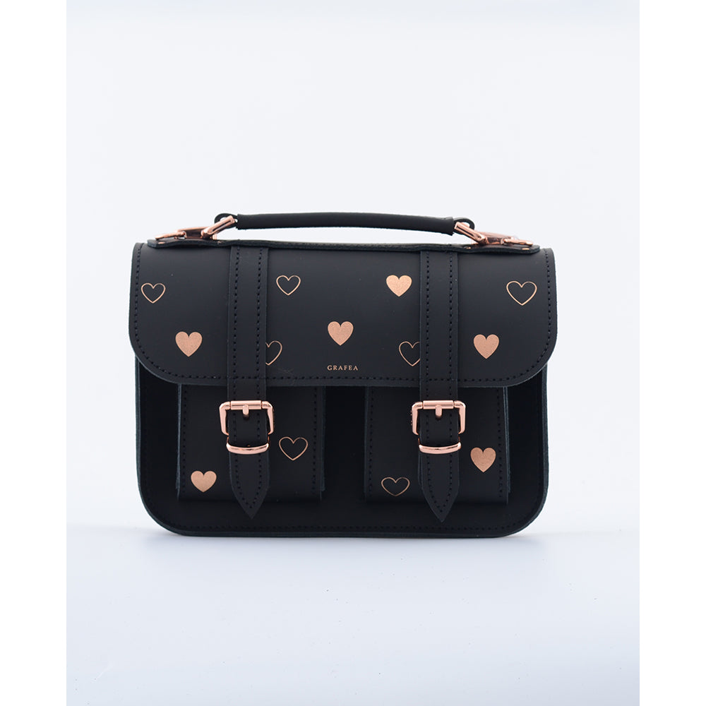 MICRO ROSE GOLD HEARTS- Mini Leather Satchel – GRAFEA