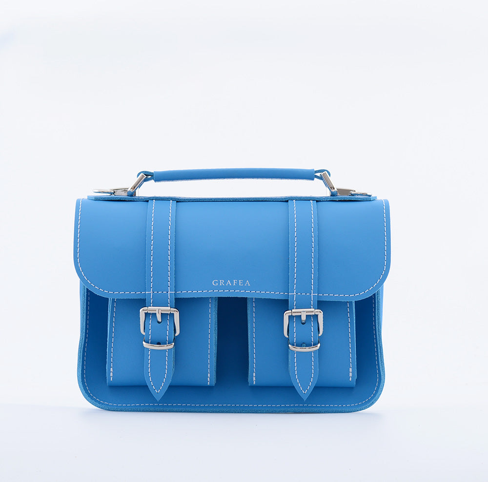 MICRO SMURF BLUE - Mini Leather Satchel – GRAFEA