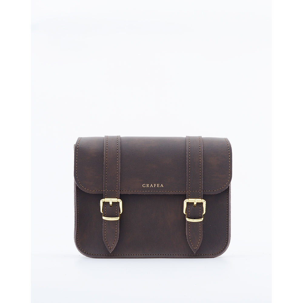 MINI SATCHEL DARK BROWN- Mini Leather Satchel – GRAFEA