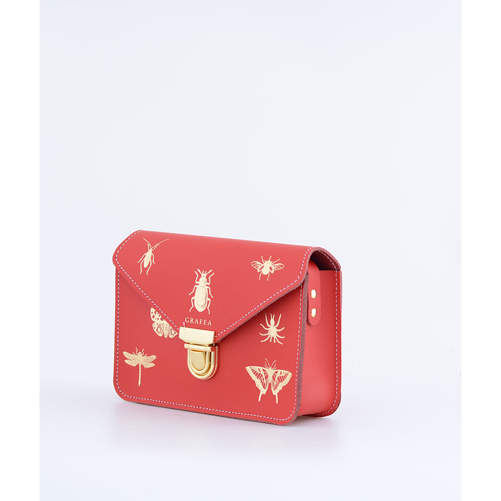 SMALL CROSSBODY GOLDEN BUGS RED- Leather Shoulder Bag – GRAFEA