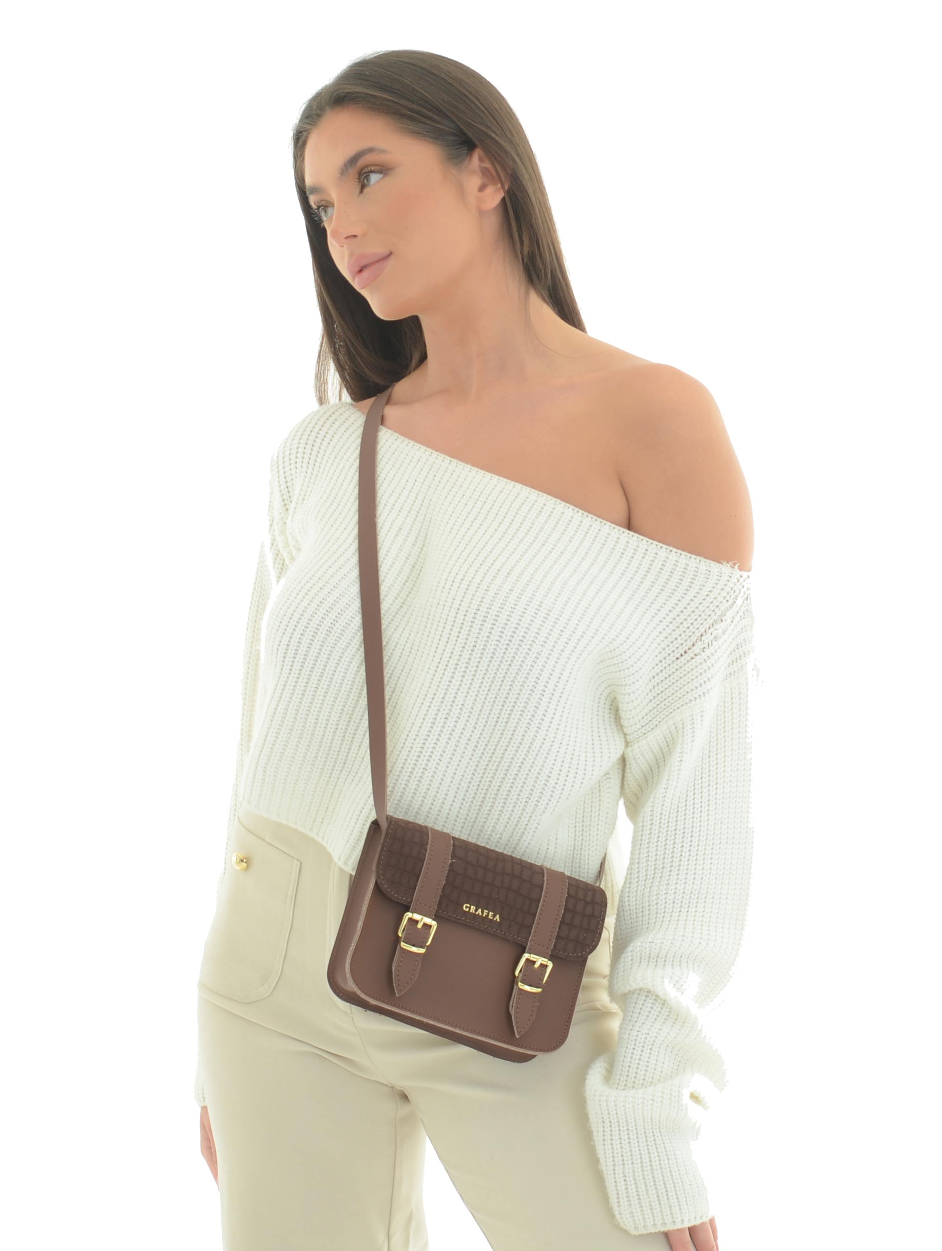 MINI SATCHEL SUEDE BROWN - Mini Leather Satchel – GRAFEA
