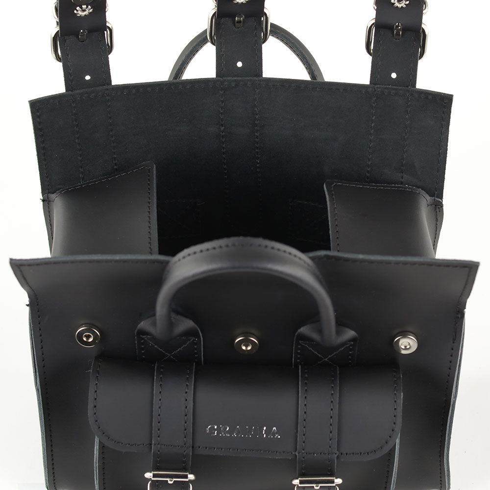 LUNA SMALL BLACK - Leather Shoulder Bag – GRAFEA